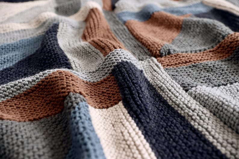 Knitting Pattern // Modular Log Cabin Knit Quilt Mid Century Modern ...