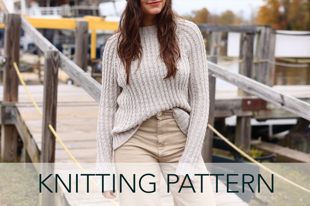 Knitting Pattern // Mock Cable Knit Fisherman Ribbed Top Down Raglan ...