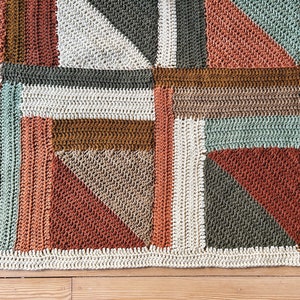 Crochet Pattern // Modular Log Cabin Crocheted Quilt Mid Century Modern ...