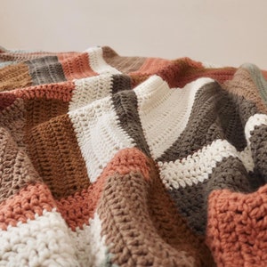 Crochet Pattern // Modular Log Cabin Crocheted Quilt Mid Century Modern ...