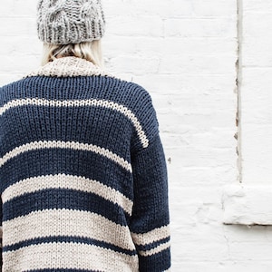 Knitting Pattern // Striped Boyfriend Cardigan Collegiate Classic ...