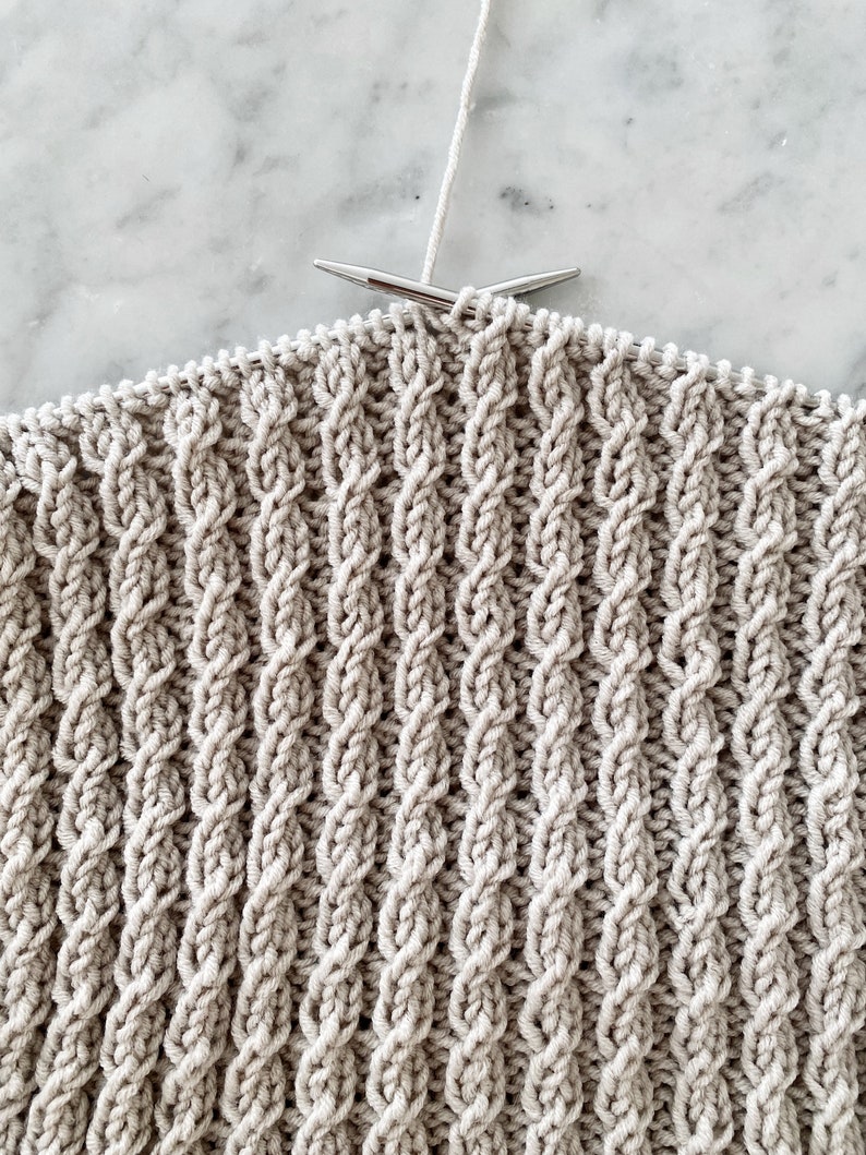 Knitting Pattern // Mock Cable Knit Fisherman Ribbed Top Down - Etsy