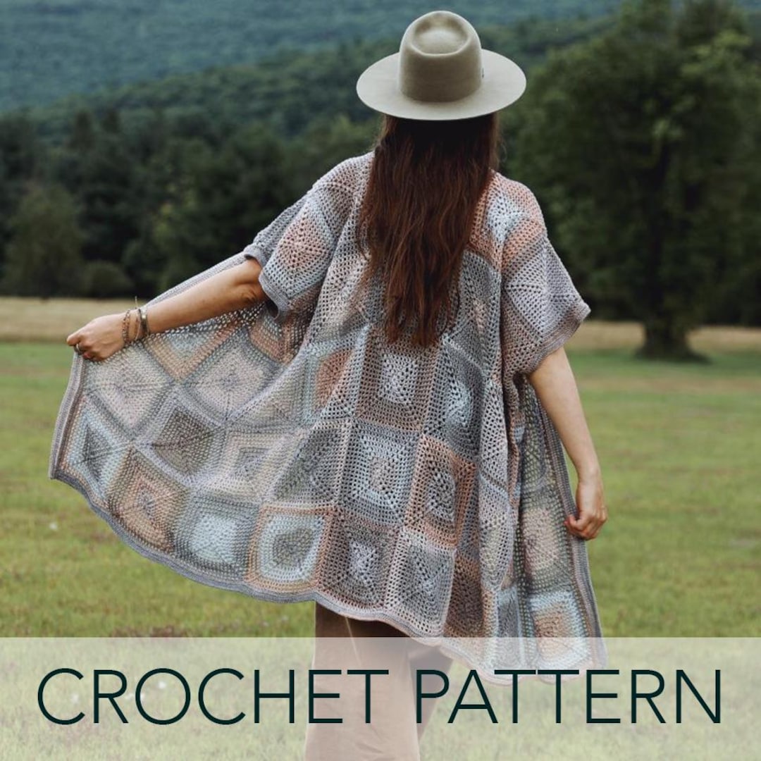 Crochet Pattern // Granny Square Boho Sunburst Cardigan Robe Duster ...