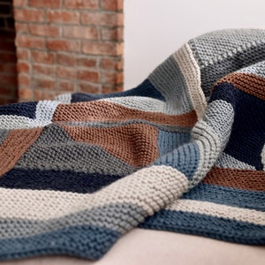 Knitting Pattern // Modular Log Cabin Knit Quilt Mid Century Modern ...