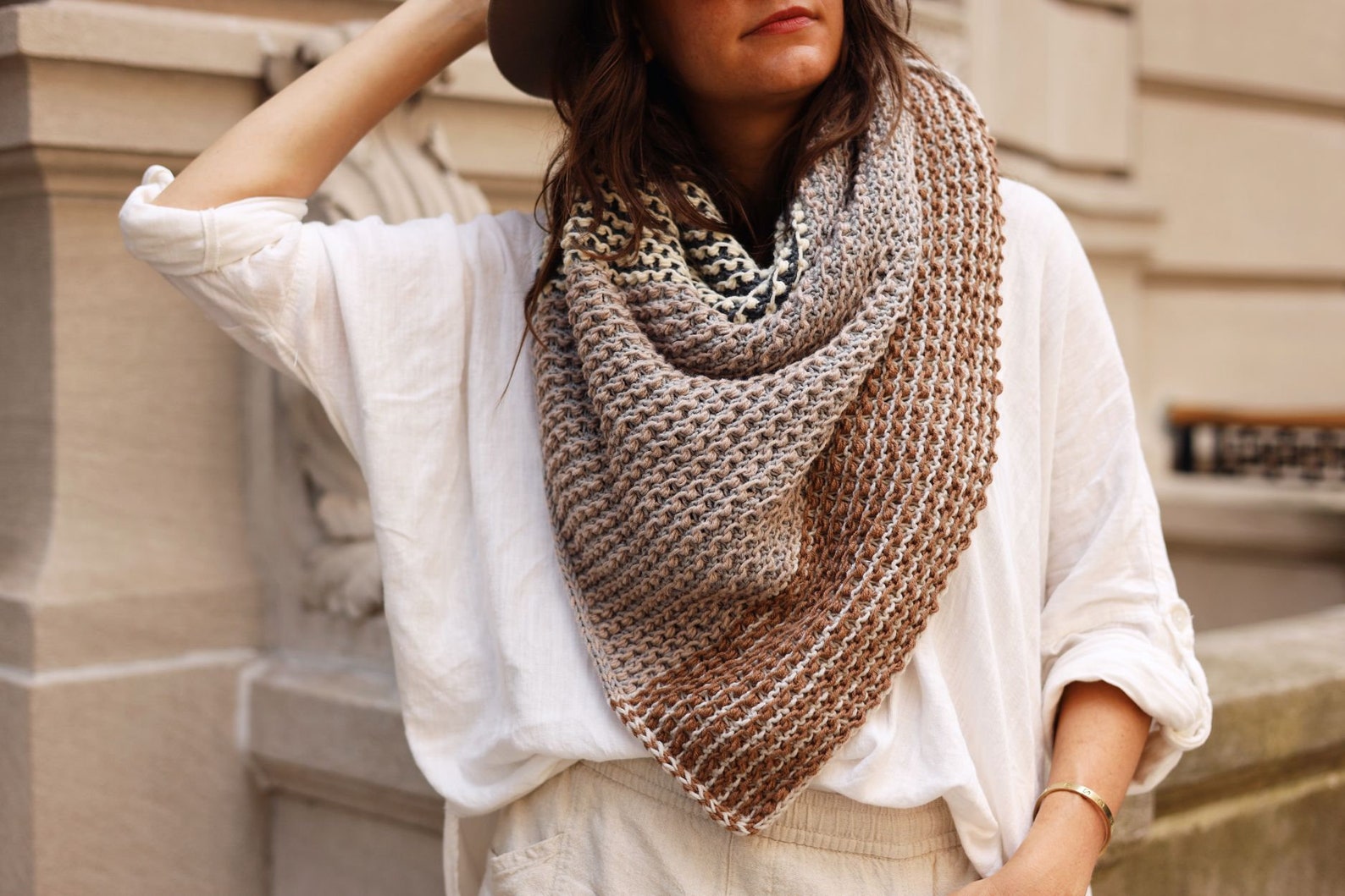 Knitting Pattern // Two Way Fade Shawl Scarf Textured Faded - Etsy