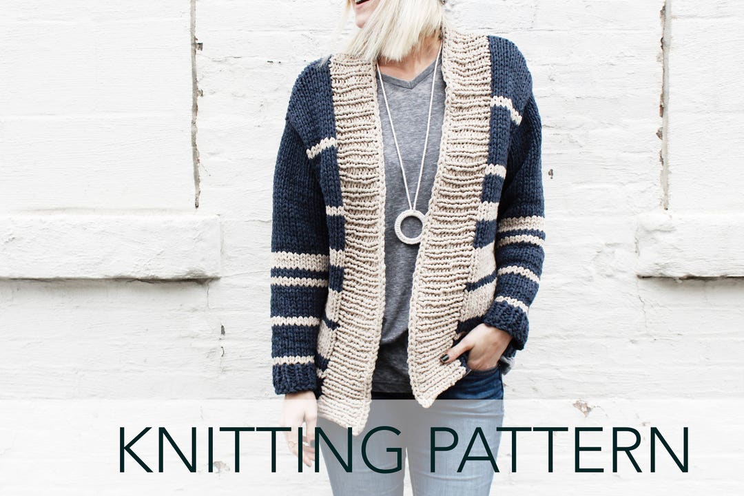 Knitting Pattern // Striped Boyfriend Cardigan Collegiate Classic ...