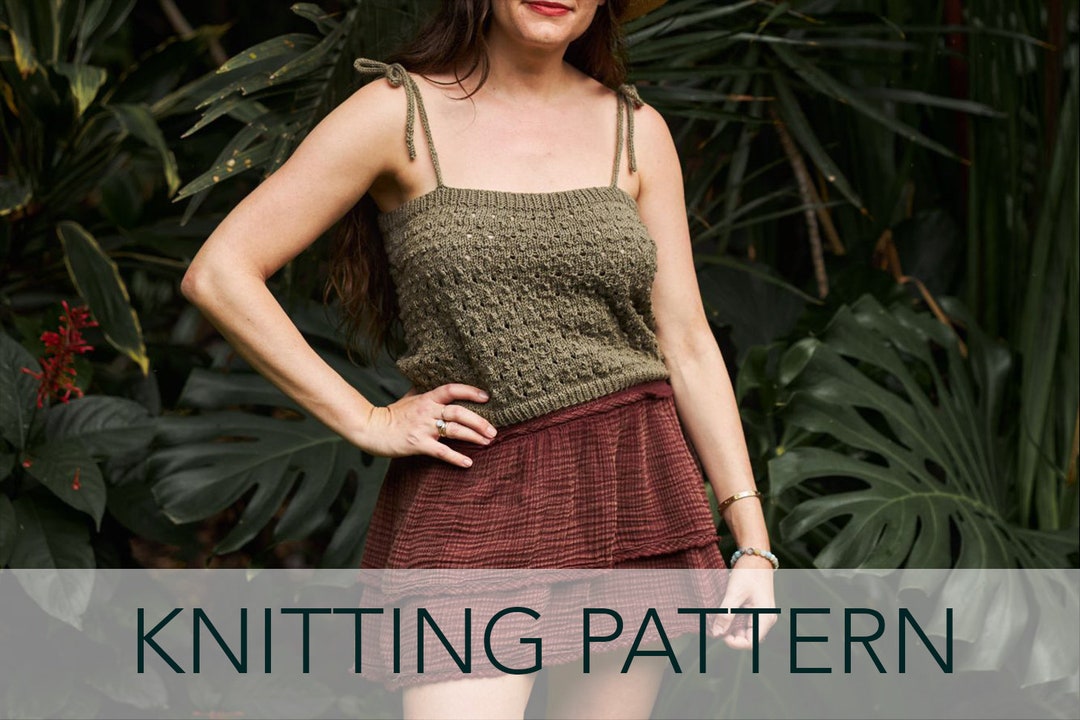 Knitting Pattern // Boho Tube Top Bobble Eyelet Tie Straps Tank Summer ...