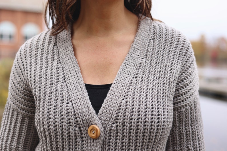 Crochet Pattern // Fisherman Ribbed Buttoned Cardigan Slouchy Fit Knit ...