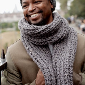 Knitting Pattern // Long Wide Thermal Rib Stitch Chunky Scarf Unisex ...