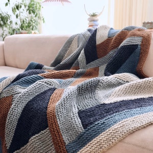 Knitting Pattern // Modular Log Cabin Knit Quilt Mid Century Modern ...