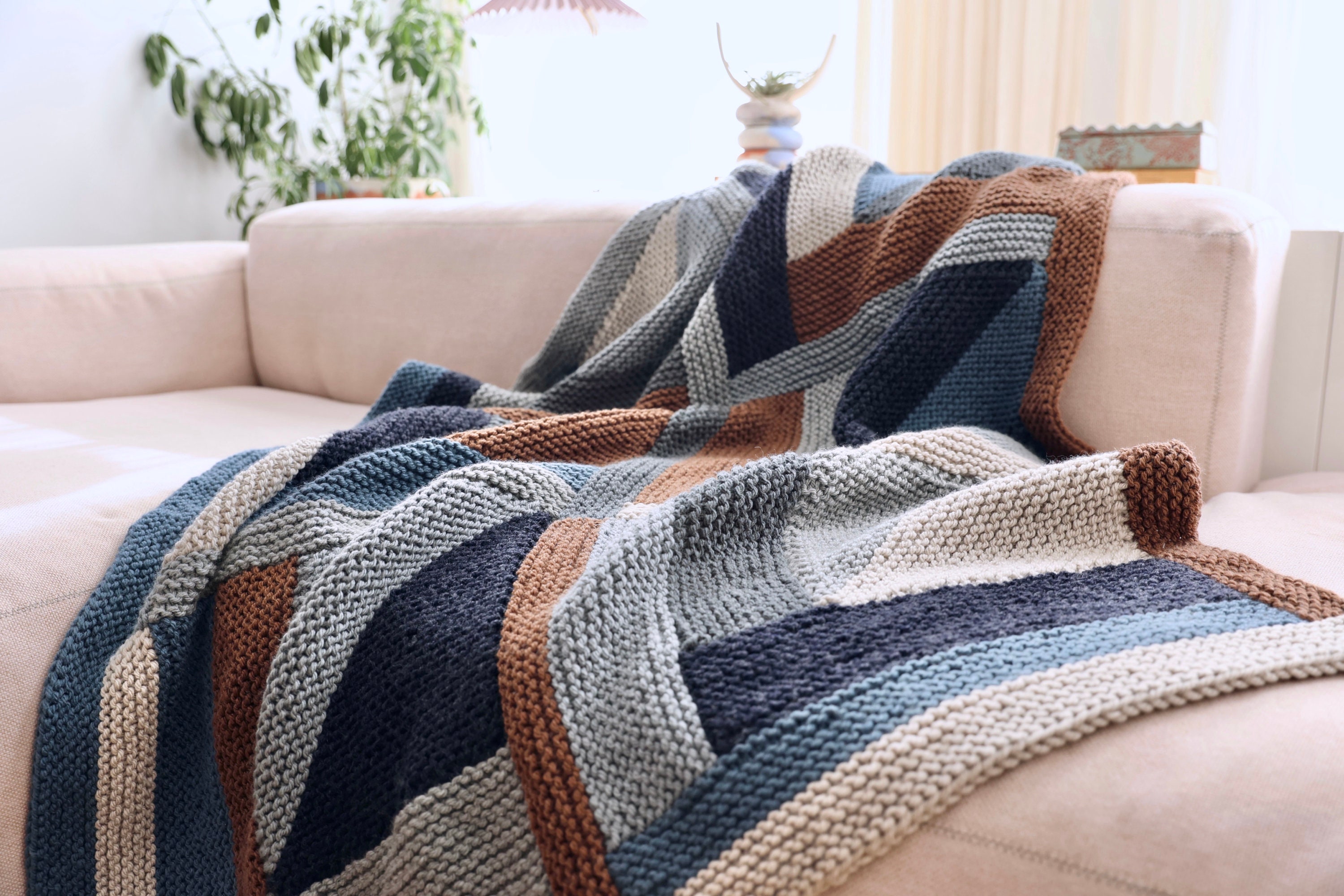 Knitting Pattern // Modular Log Cabin Knit Quilt Mid Century - Etsy UK