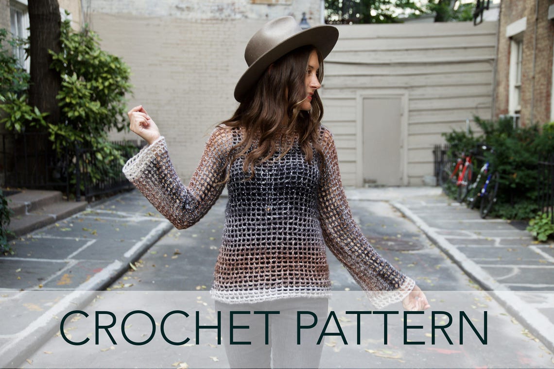 Crochet Pattern // Easy Mesh Net Covertible Pullover Boatneck - Etsy