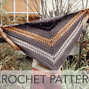 Crochet Pattern // Textured Top Down Triangle Shawl Wrap Scarf Tassels ...