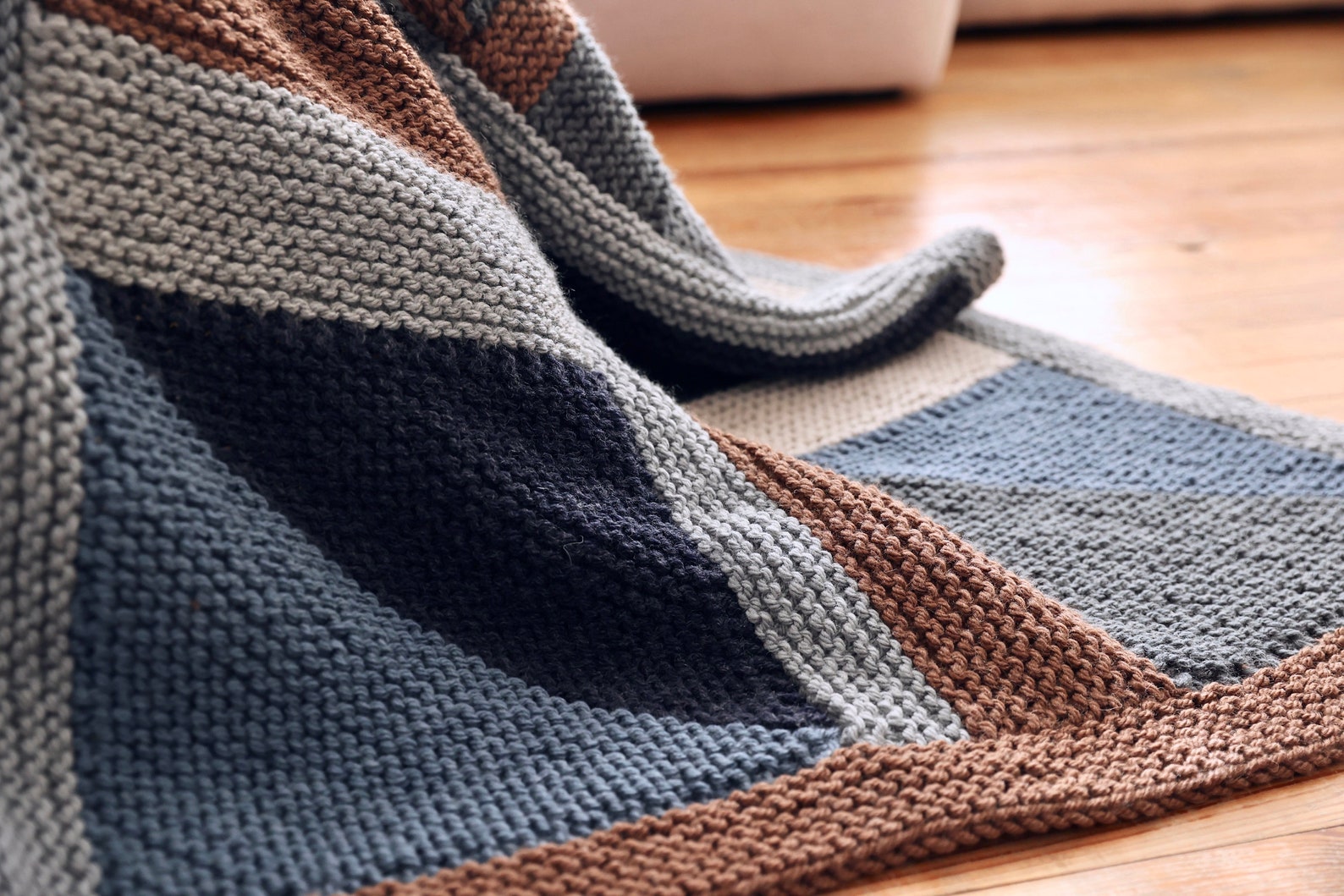 Knitting Pattern // Modular Log Cabin Knit Quilt Mid Century Modern ...