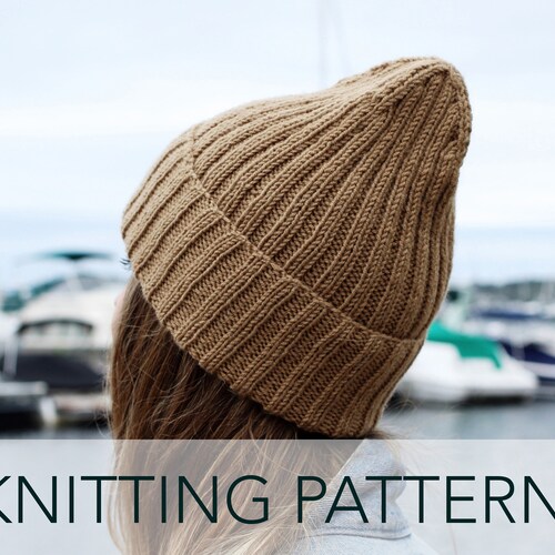 Knitting Pattern // Ribbed Folded Brim Fisherman's Cap Hat - Etsy