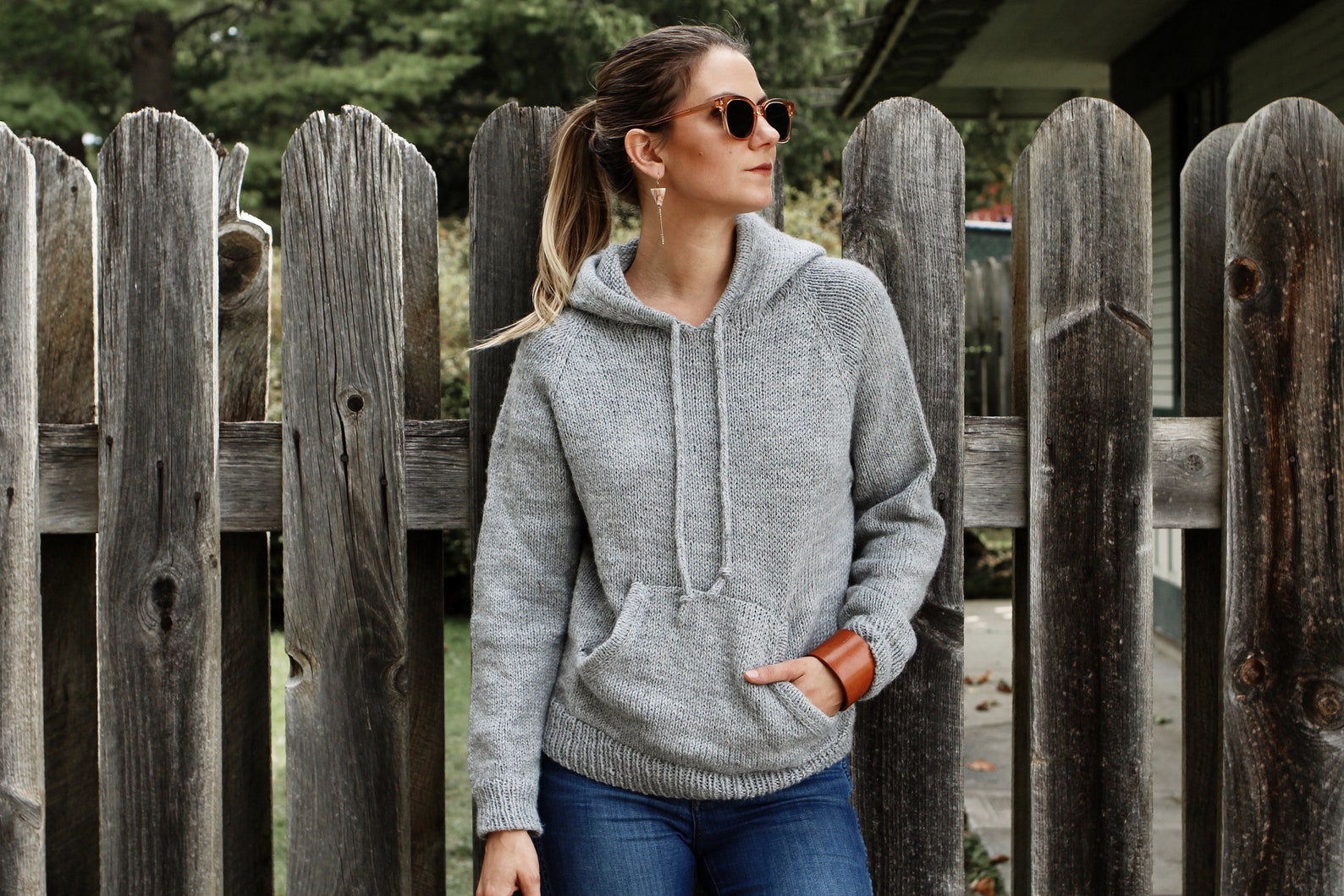 Knitting Pattern // Knit Hooded Sweatshirt Front Kangaroo Pocket ...
