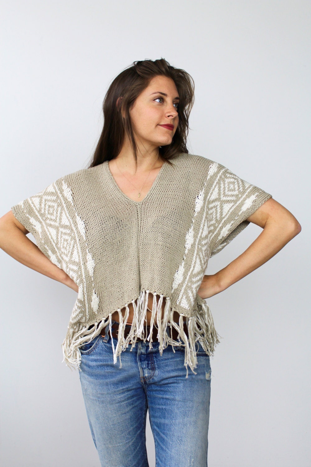 Knitting Pattern // Cropped Navajo Aztec Geometric Patterned Knit ...