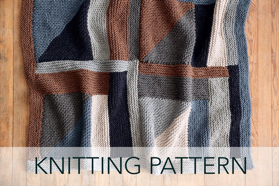 Knitting Pattern // Modular Log Cabin Knit Quilt Mid Century Modern ...