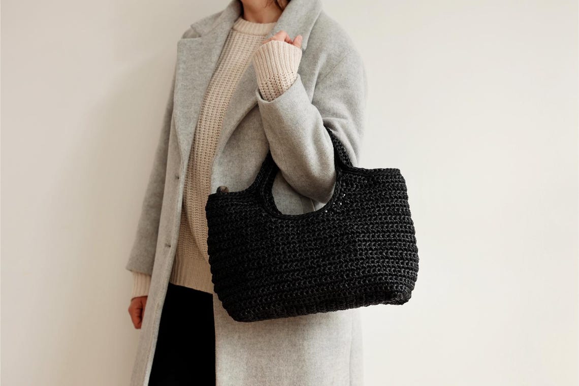 Crochet Pattern // Faux Leather Structured Basket Tote Bag // Ludlow ...