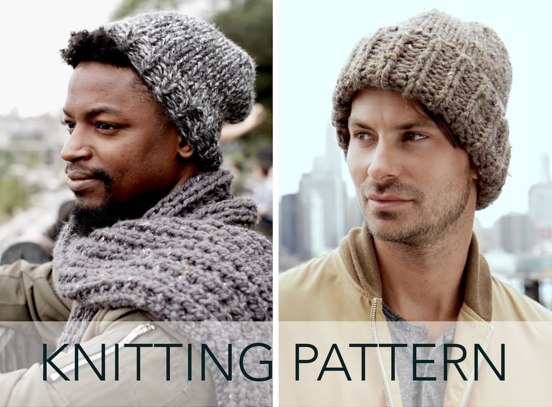 Knitting Pattern // Classic Slouchy Hat Cuffed Unisex Beanie Toque ...