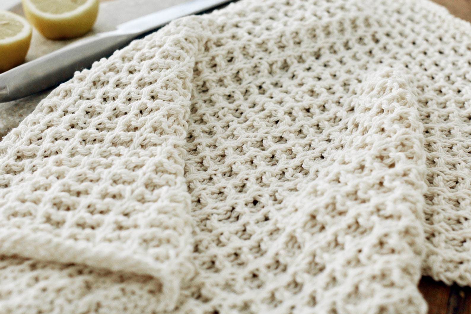 Knitting Pattern // Thermal Waffle Stitch Tea Towel Hand Towel ...