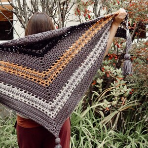 Crochet Pattern // Textured Top Down Triangle Shawl Wrap Scarf Tassels ...