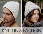 Knitting Pattern // Ribbed Fisherman Hat Cuffed Beanie Toque - Etsy