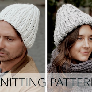 Knitting Pattern // Ribbed Fisherman Hat Cuffed Beanie Toque ...
