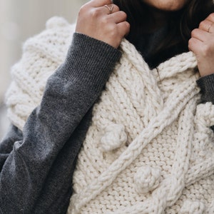 Knitting Pattern // Cable Knit Bobble Shawl Scarf Wrap Criss Cross ...