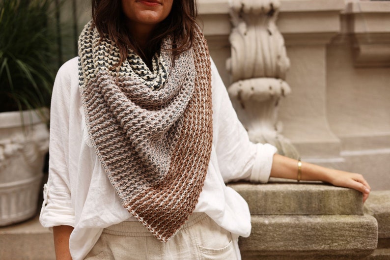 Knitting Pattern // Two Way Fade Shawl Scarf Textured Faded - Etsy