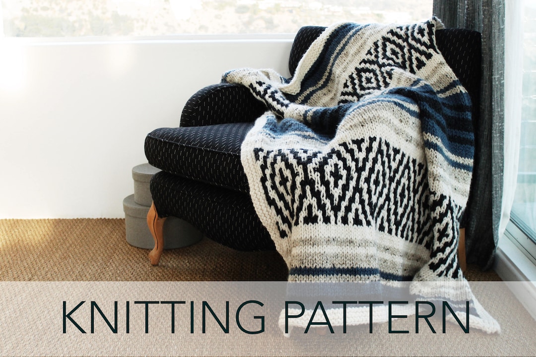 Knitting Pattern // Sarape Mexican Geometric Mosaic Striped Afghan ...