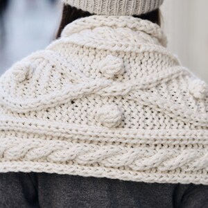 Knitting Pattern // Cable Knit Bobble Shawl Scarf Wrap Criss Cross ...