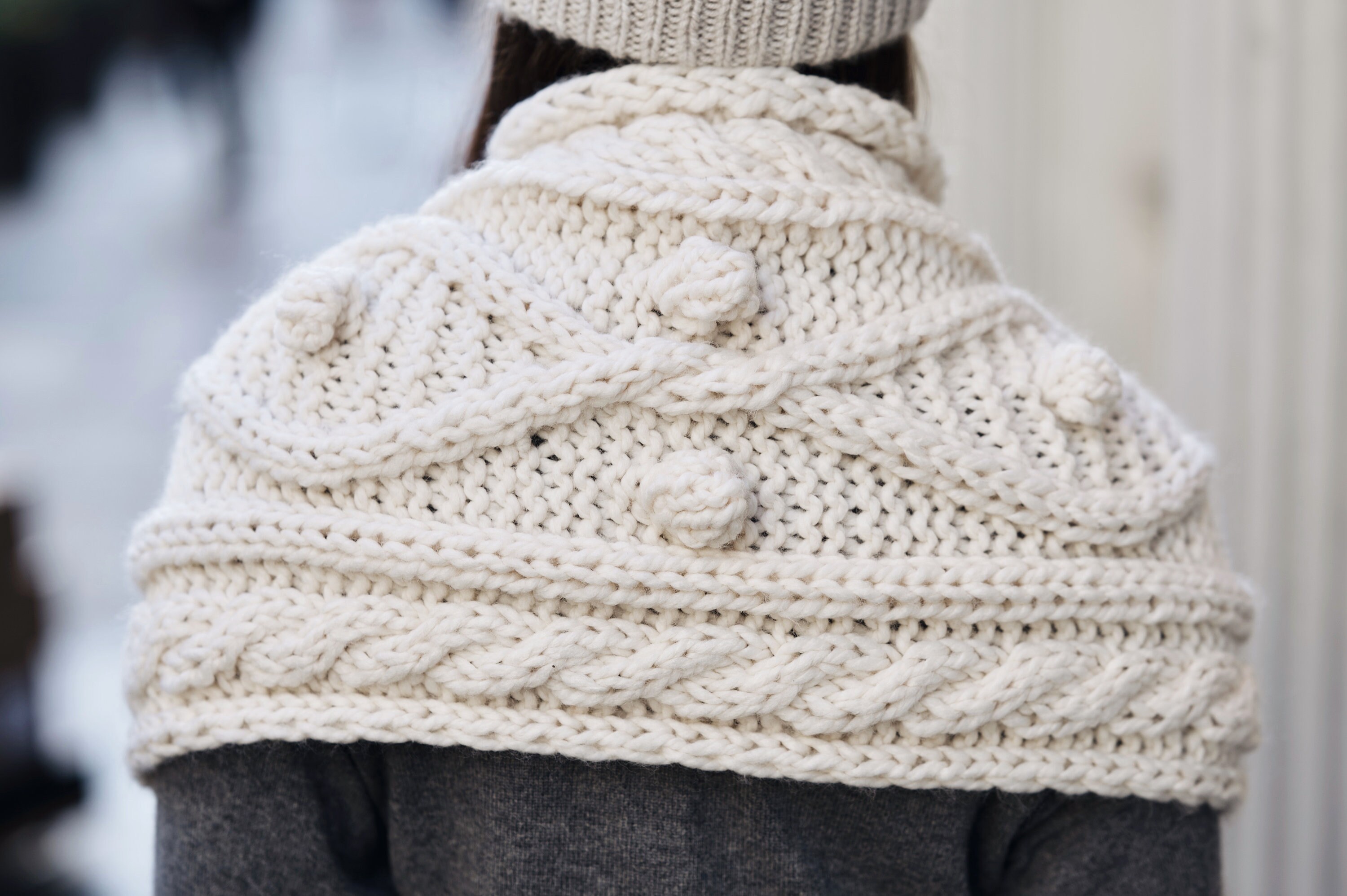 Knitting Pattern // Cable Knit Bobble Shawl Scarf Wrap Criss Cross ...