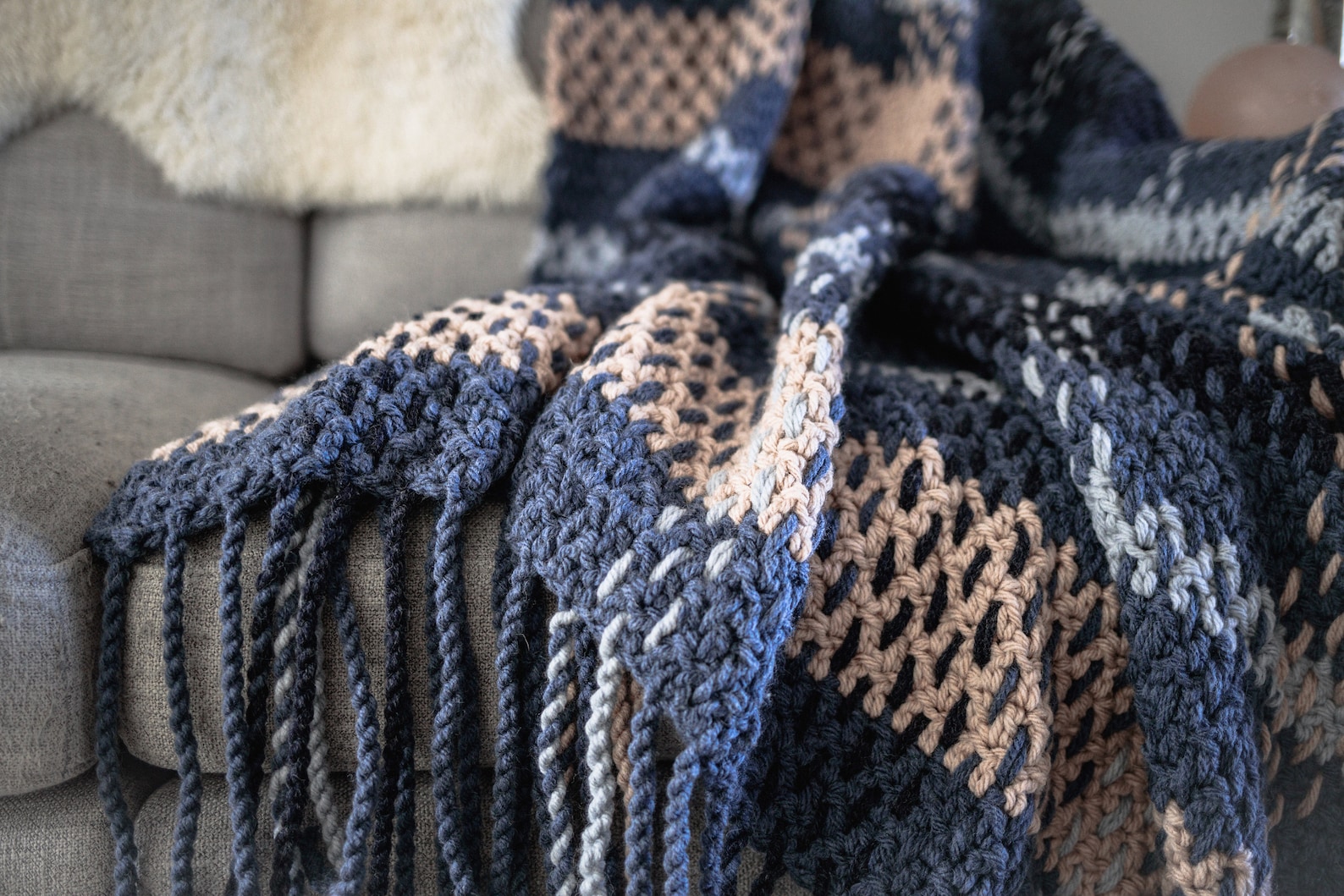 Crochet Pattern // Plaid Tartan Woven Knitted Twisted Rope Fringe ...