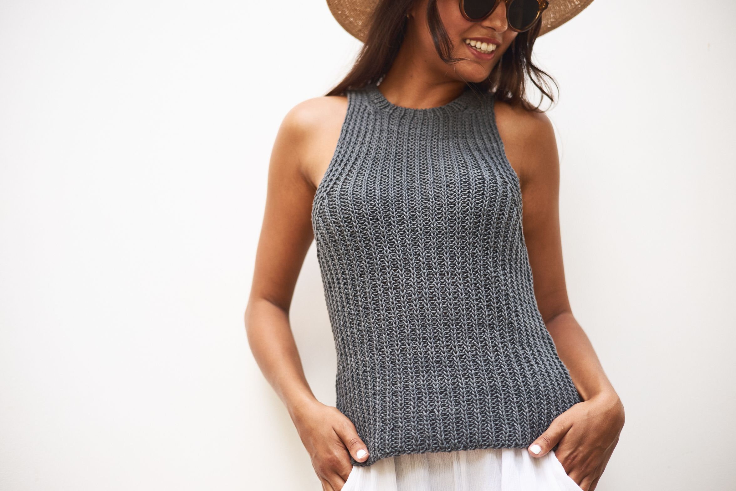 Knitting Pattern // High Neck Halter Ribbed Fisherman Sculpted | Etsy