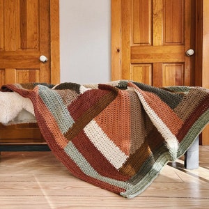 Crochet Pattern // Modular Log Cabin Crocheted Quilt Mid Century Modern ...