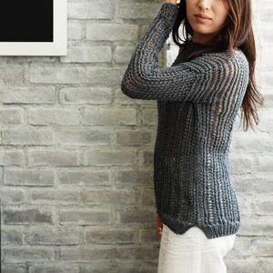 Knitting Pattern // Slim Ribbed Lace Drop Sleeve Summer Sweater // Bay ...