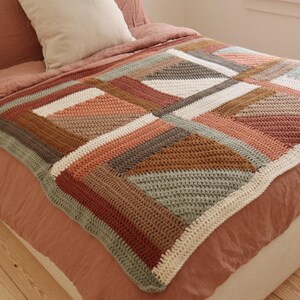 Crochet Pattern // Modular Log Cabin Crocheted Quilt Mid Century Modern ...