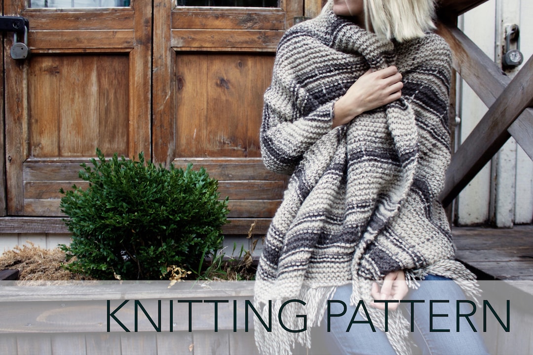 Knitting Pattern // Plaid Tartan Blanket Scarf Fringe Striped Virgin ...