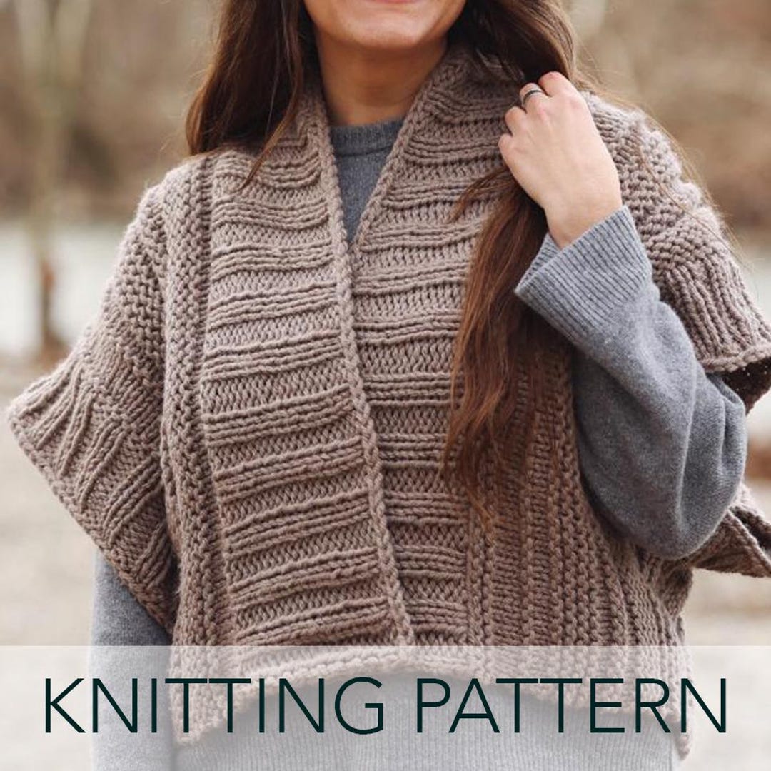 Knitting Pattern // Chunky Boxy Cropped Cardigan Shawl Collar // Mont ...