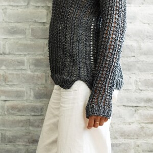 Knitting Pattern // Slim Ribbed Lace Drop Sleeve Summer Sweater // Bay ...
