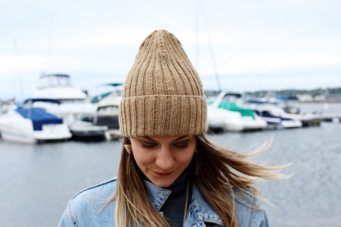 Knitting Pattern // Ribbed Folded Brim Fisherman's Cap Hat - Etsy