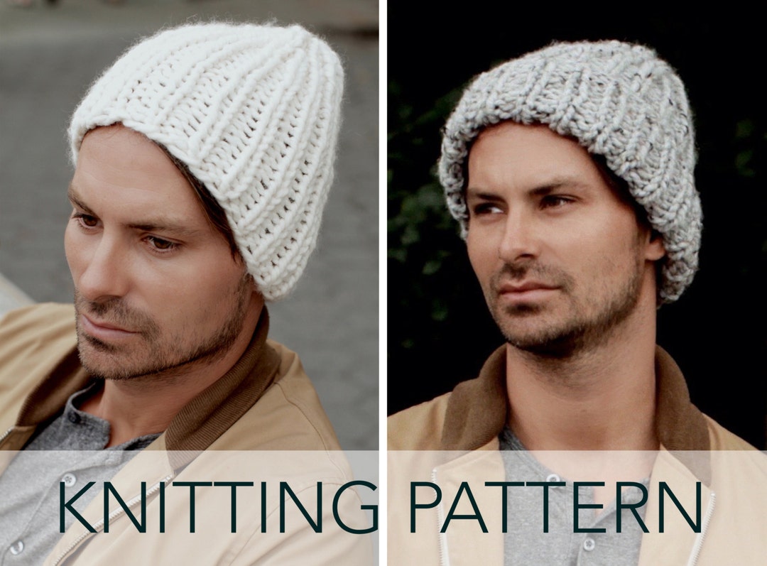 Knitting Pattern // Ribbed Fisherman Hat Cuffed Beanie Toque ...