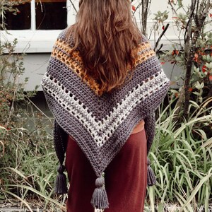 Crochet Pattern // Textured Top Down Triangle Shawl Wrap Scarf Tassels ...
