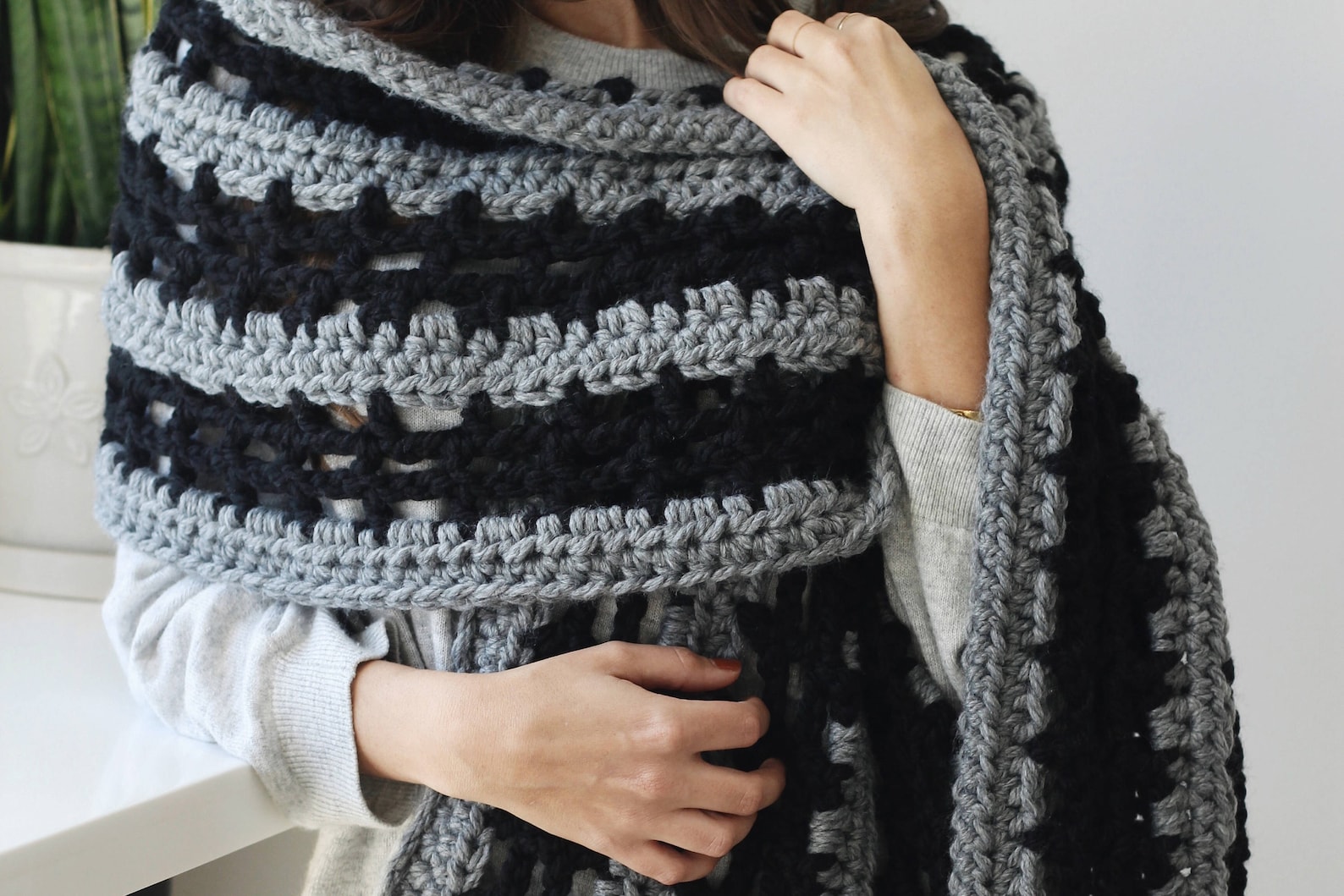 Crochet Pattern // Wide Scarf Wrap Rectangle Shawl // Oakley Super ...