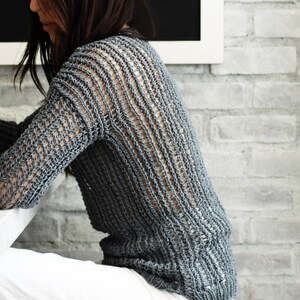 Knitting Pattern // Slim Ribbed Lace Drop Sleeve Summer Sweater // Bay ...