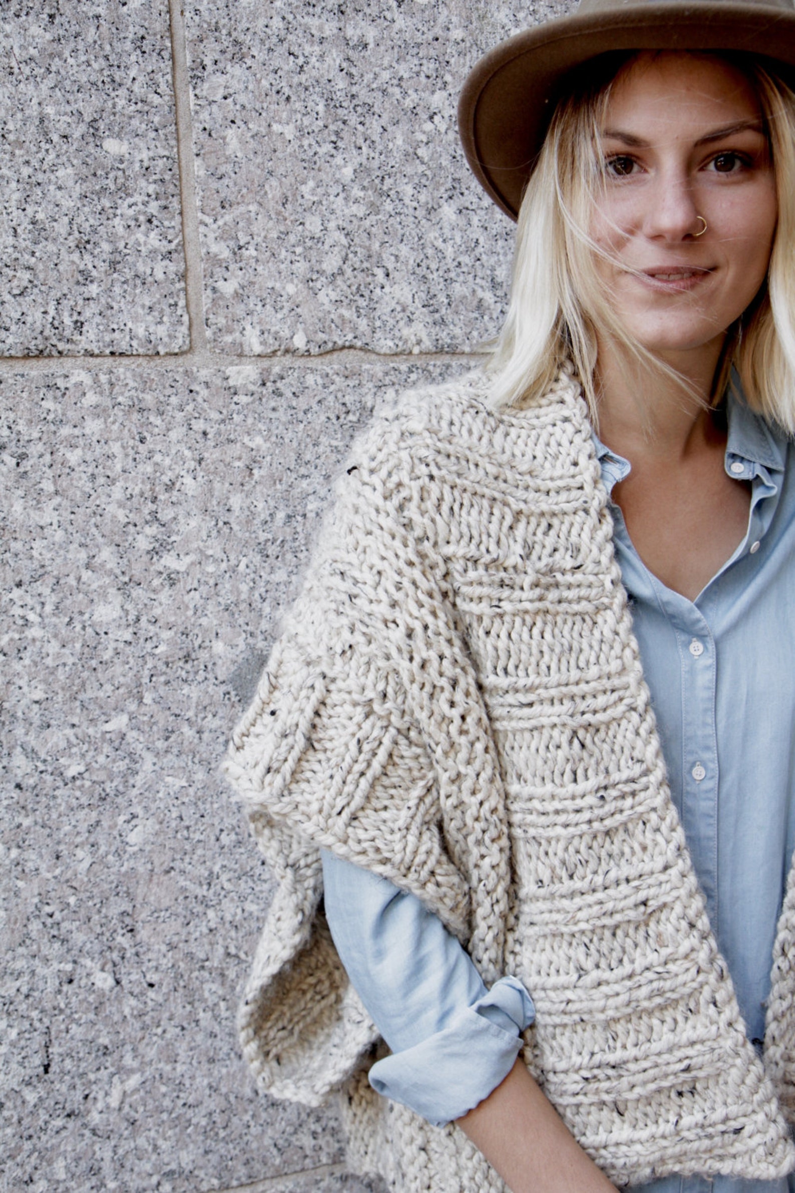 Knitting Pattern // Ribbed Chunky Cardigan Shrug Boho Topper // Mont ...