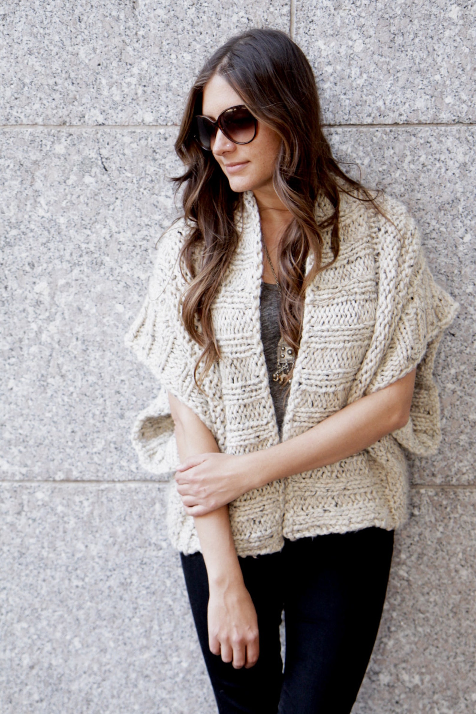 Knitting Pattern // Ribbed Chunky Cardigan Shrug Boho Topper // Mont ...