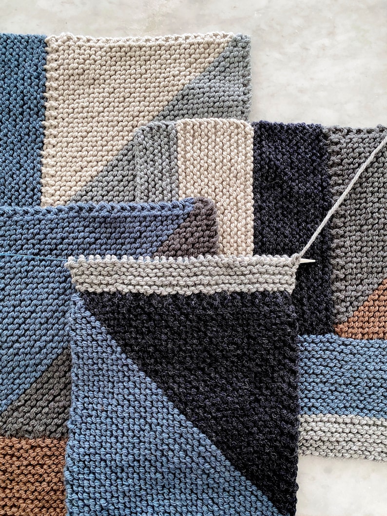 Knitting Pattern // Modular Log Cabin Knit Quilt Mid Century Modern ...