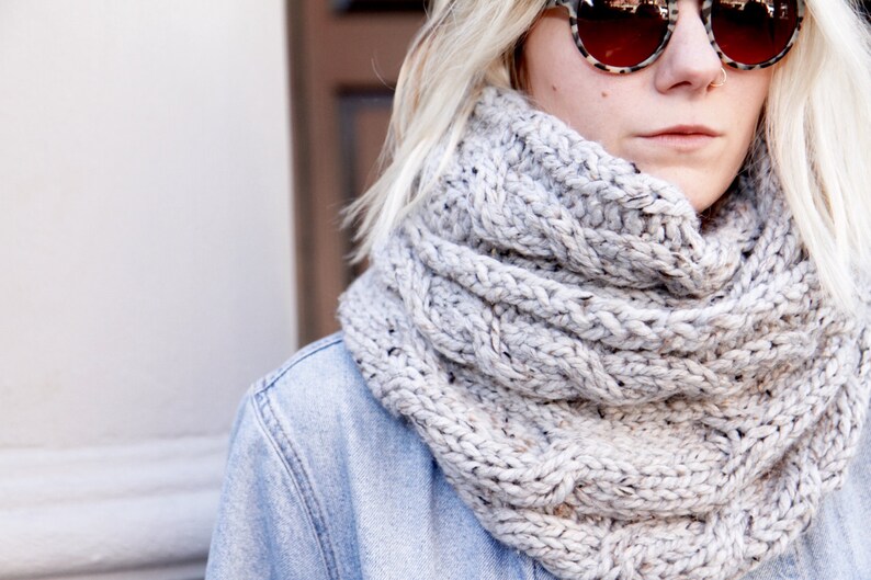 Knitting Pattern // Cable Infinity Scarf Cowl Loop // | Etsy